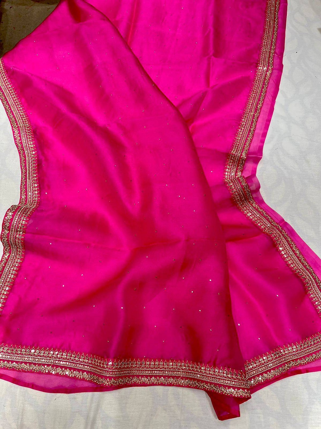 Pure Organza Mukesh Work and Sequence Saree - Etsy