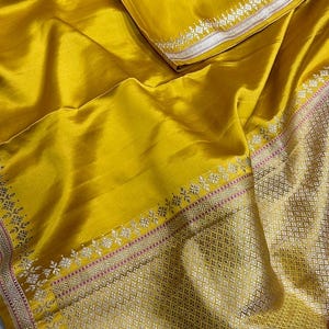 Handwoven Pure Mashru Silk Plain Kaduwa Weaving Border Saree… - Etsy