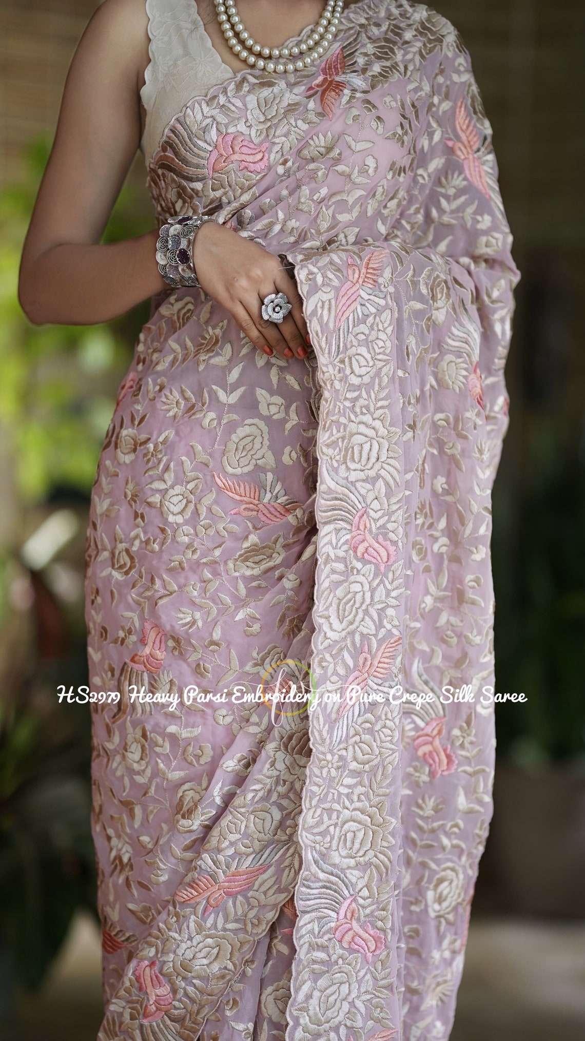 Beautiful Parsi Work on Pure Georgette - Etsy