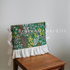 Custom Size Chair Back Cover With Ties - Green Flower Chair Back Cover ...