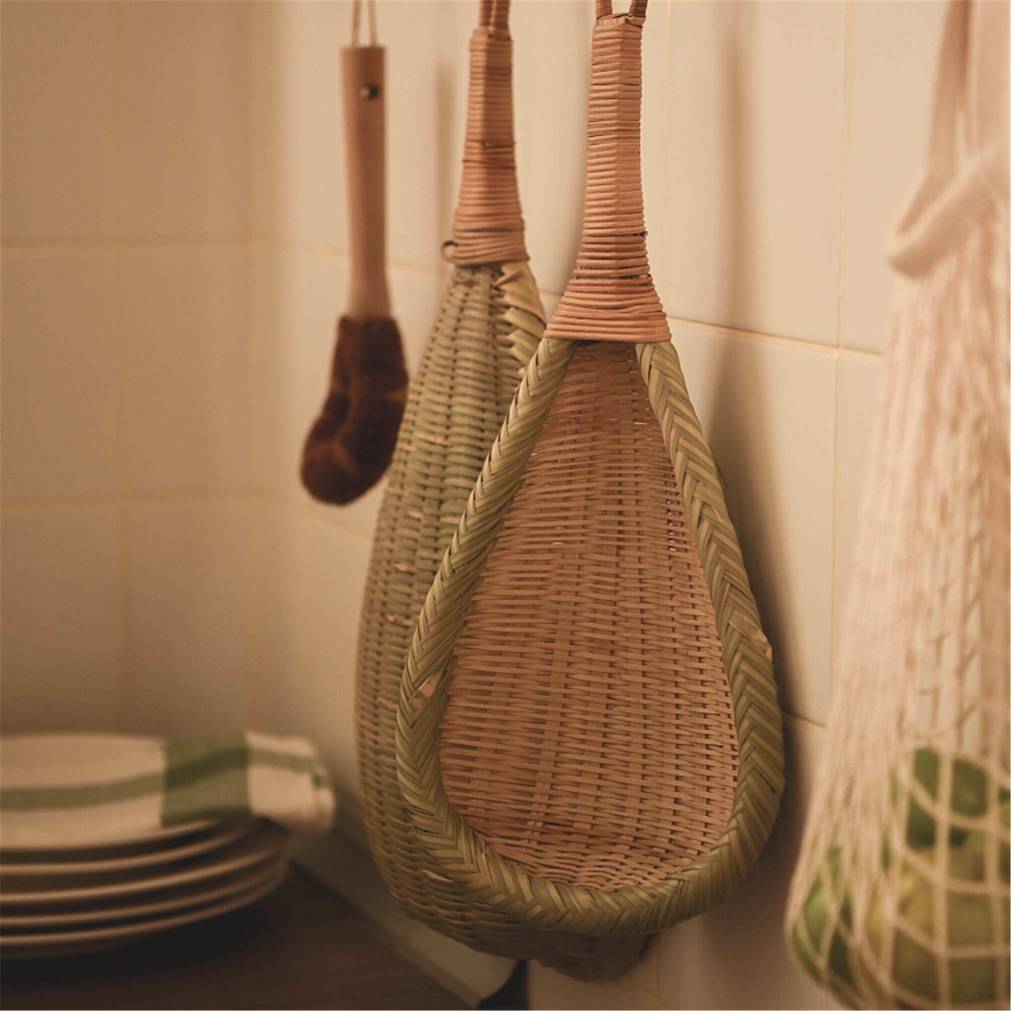 Natural bamboo sieve hand knit colander kitchen sieve | Etsy