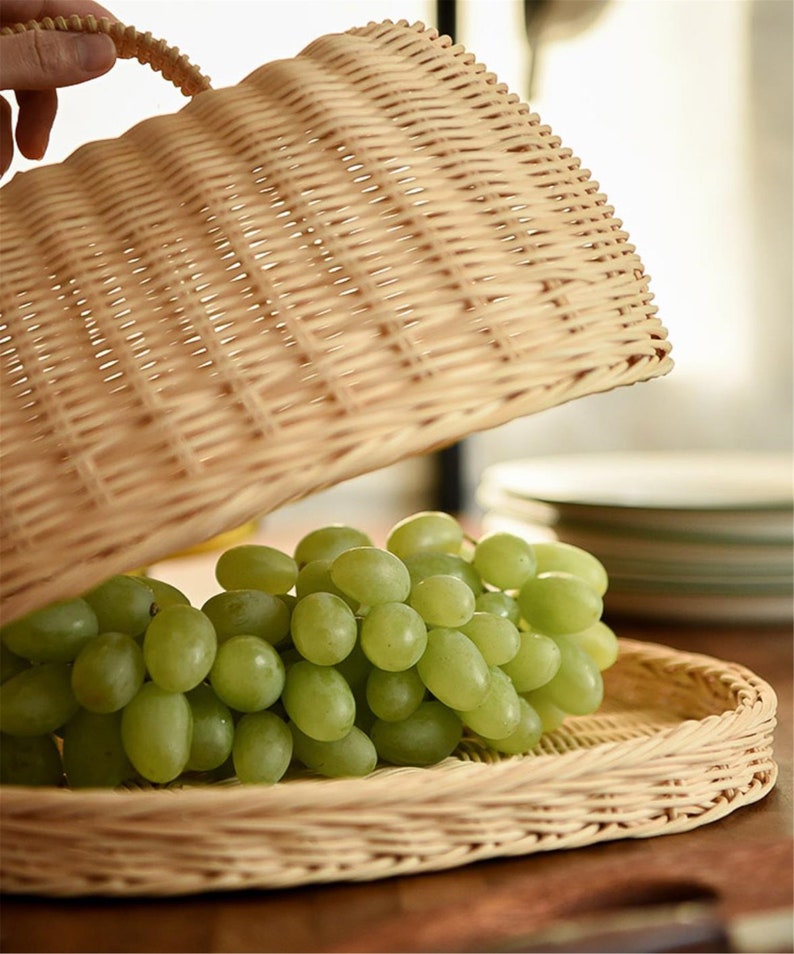 Hand Knit Rattan Food Cover Wicker Food Tray Kitchen Tray - Etsy