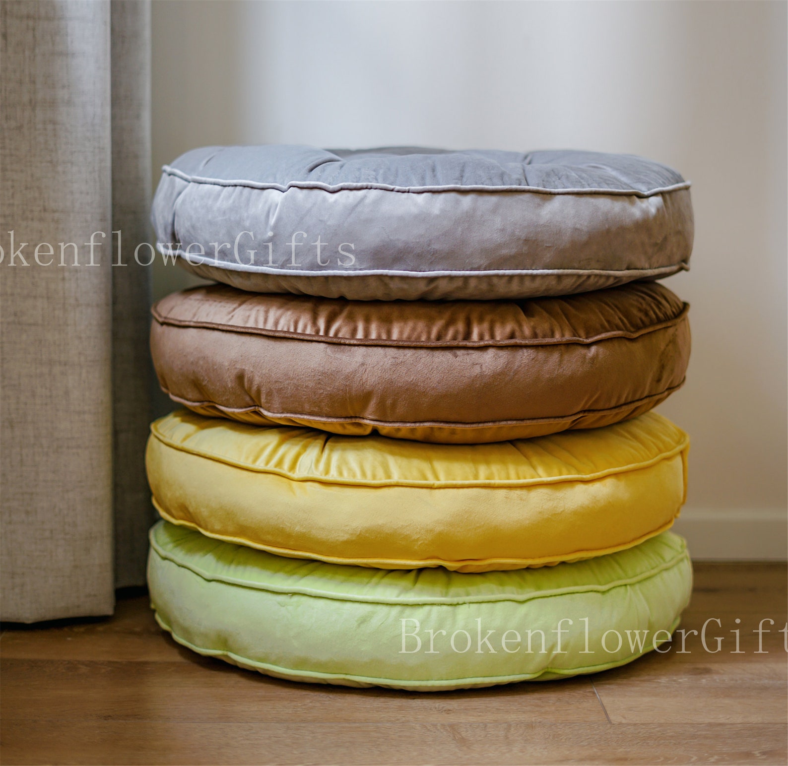 Velvet Tufted Floor Cushion With Handle, Thick Round Seat - Etsy