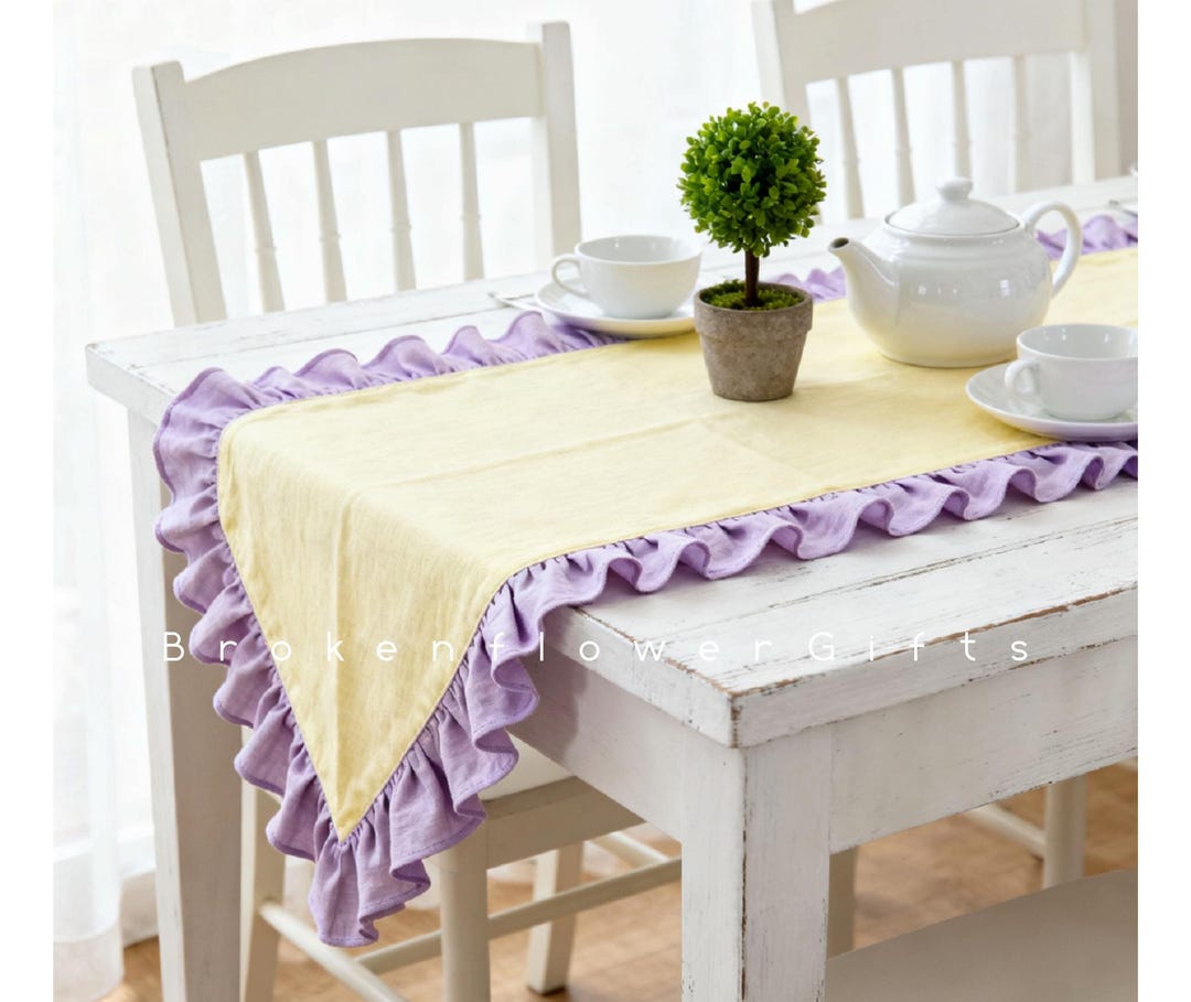 Ruffled Table Runner, Lilac Table Runner, Custom Size Table Runner ...