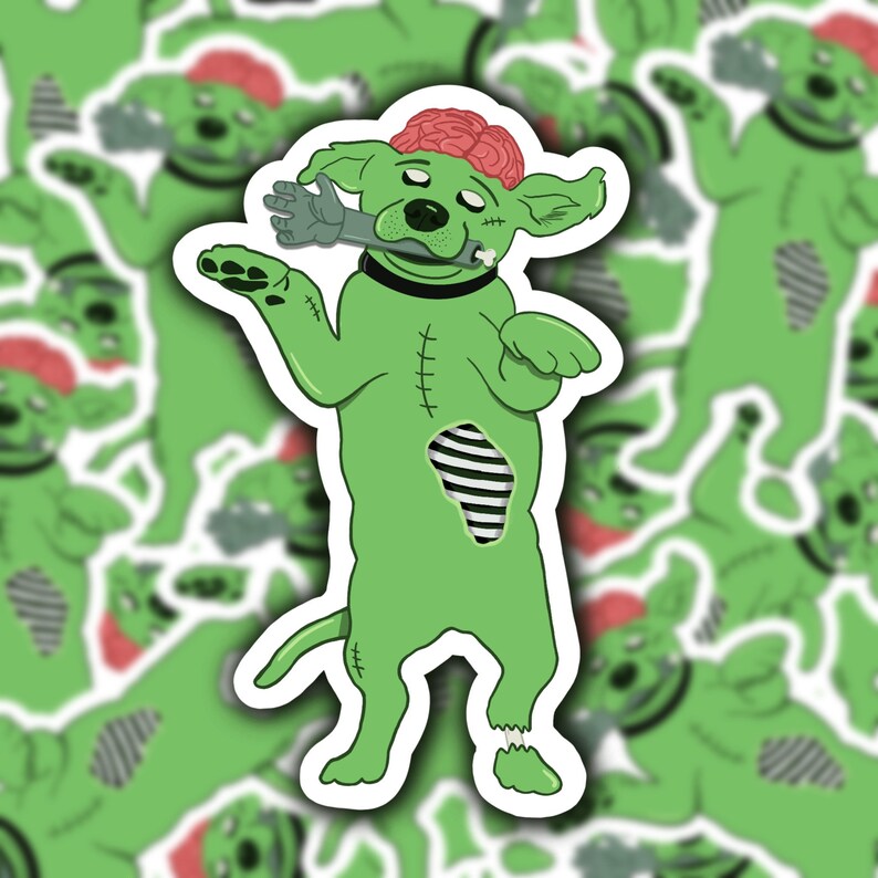 Zombie Dog Vinyl Sticker Waterproof Spooky Halloween Sticker Dog ...