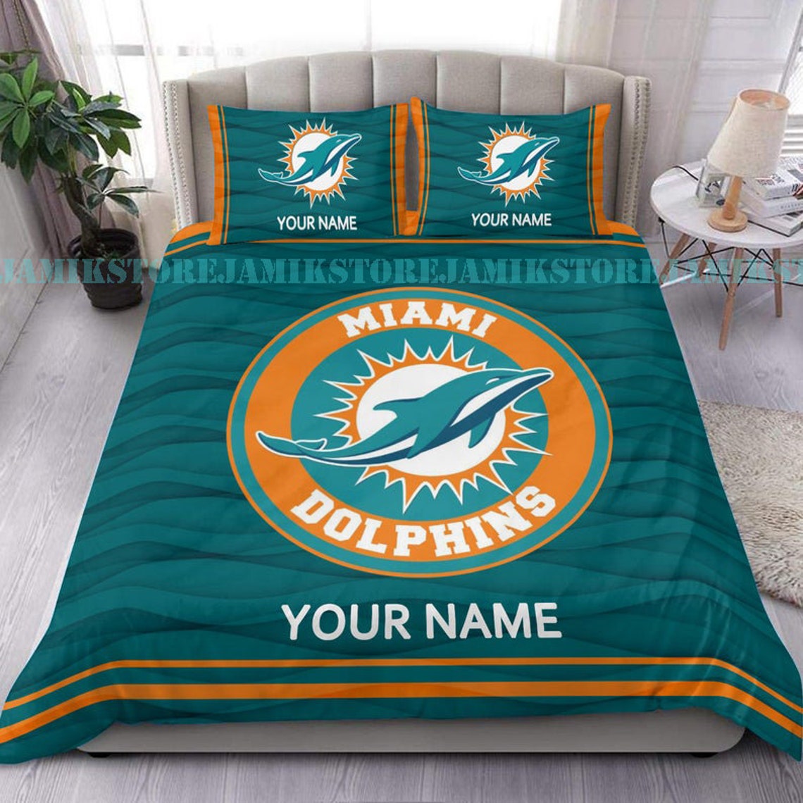 Miami Dolphins Bedding set Custom name bedding setMiami | Etsy Miami Dolphins Bedding set Custom name bedding setMiami | Etsy