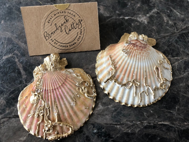 Hanging Shells Gilded Scallop Decorations Barnacle Shell - Etsy