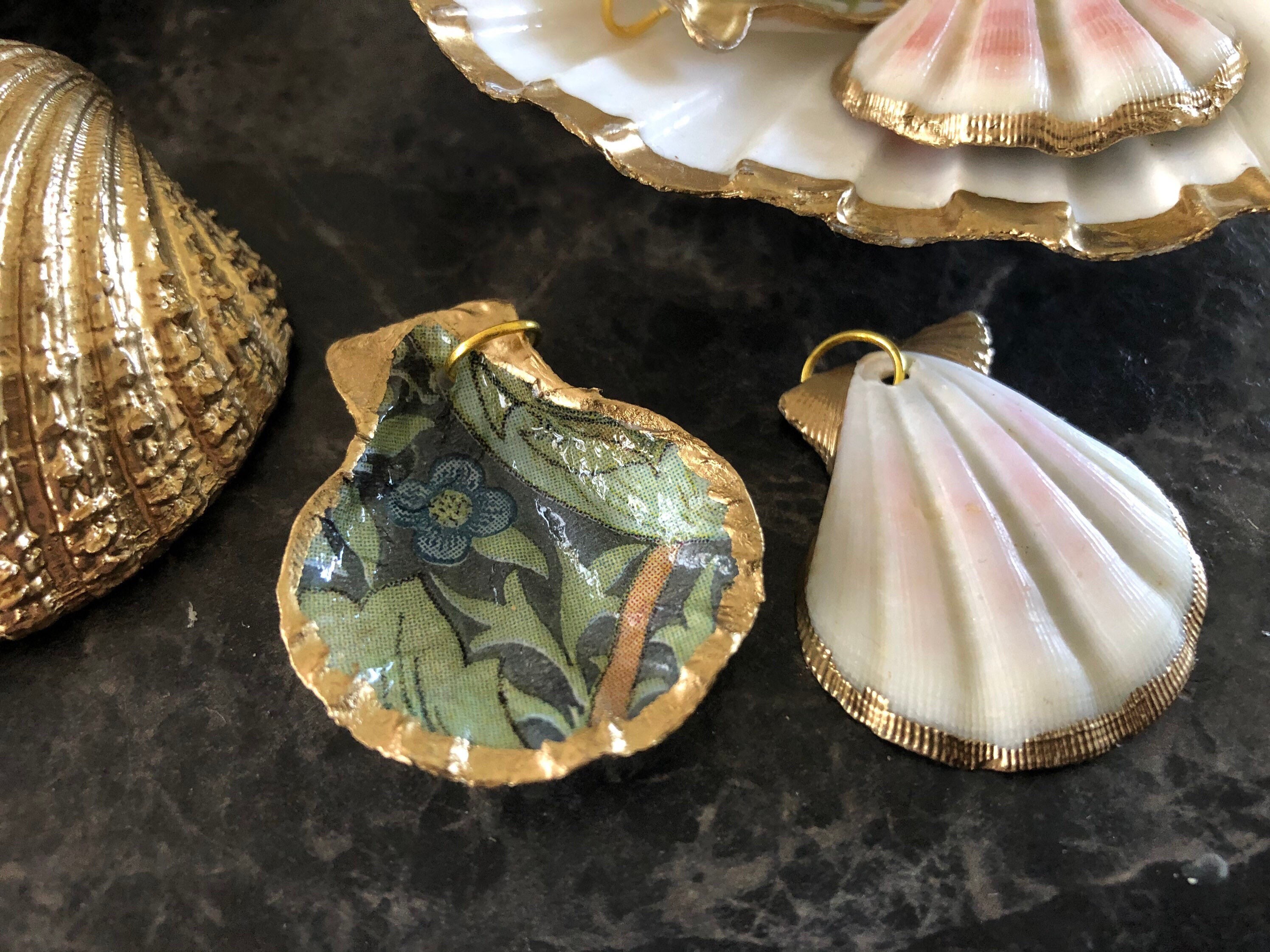 Reversible William Morris Shell Charm for Pendant Necklaces, Key Rings ...
