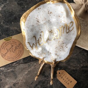 Gilded Oyster Shell Welcome Sign | Wedding Welcome Table Personalised ...