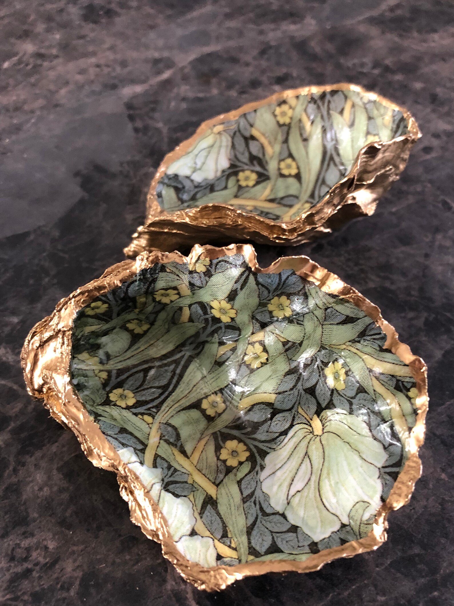 Gold Oyster Shell Trinket Dish in William Morris Pimpernel | Etsy