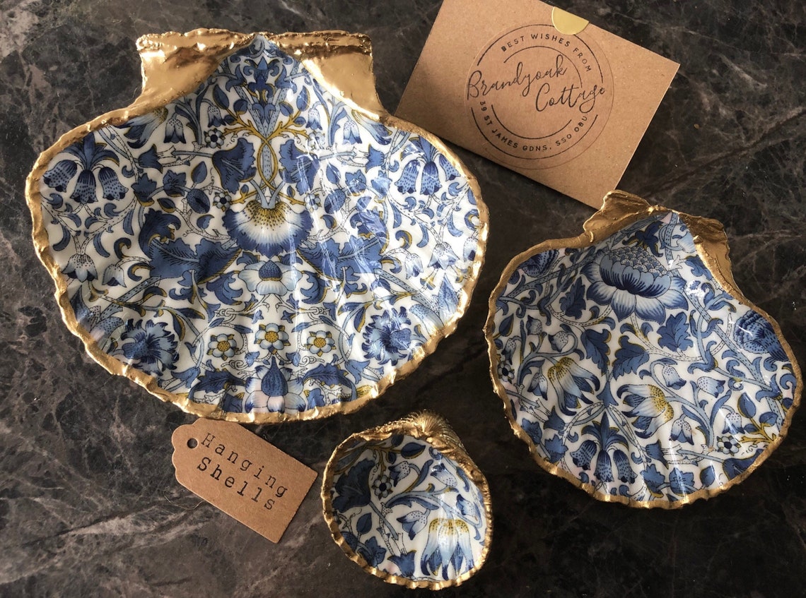 William Morris Shell Wall Hanging Decorative Shells in Lodden Blue ...
