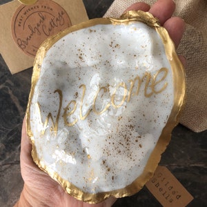 Gilded Oyster Shell Welcome Sign | Wedding Welcome Table Personalised ...