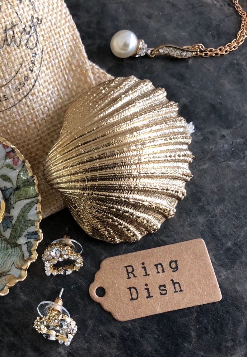Single or Perfect Pair Gold Cockle Shell Ring Dish in William - Etsy UK