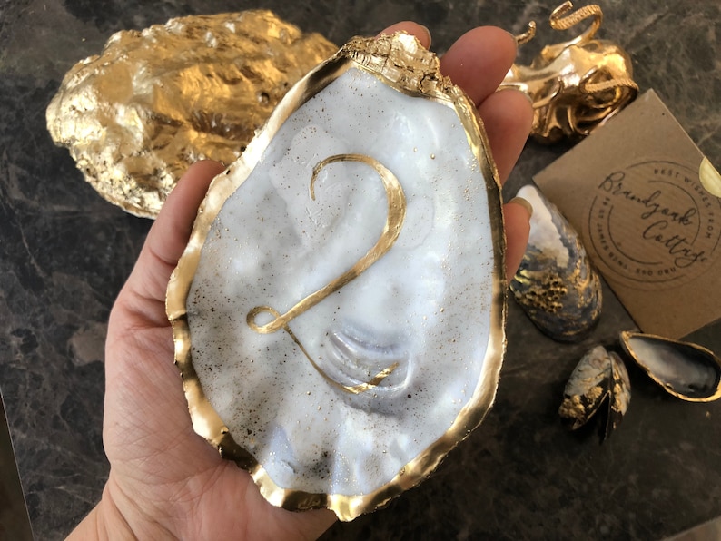 Gilded Oyster Shell Table Numbers & Gold Octopus Stand | Personalised ...