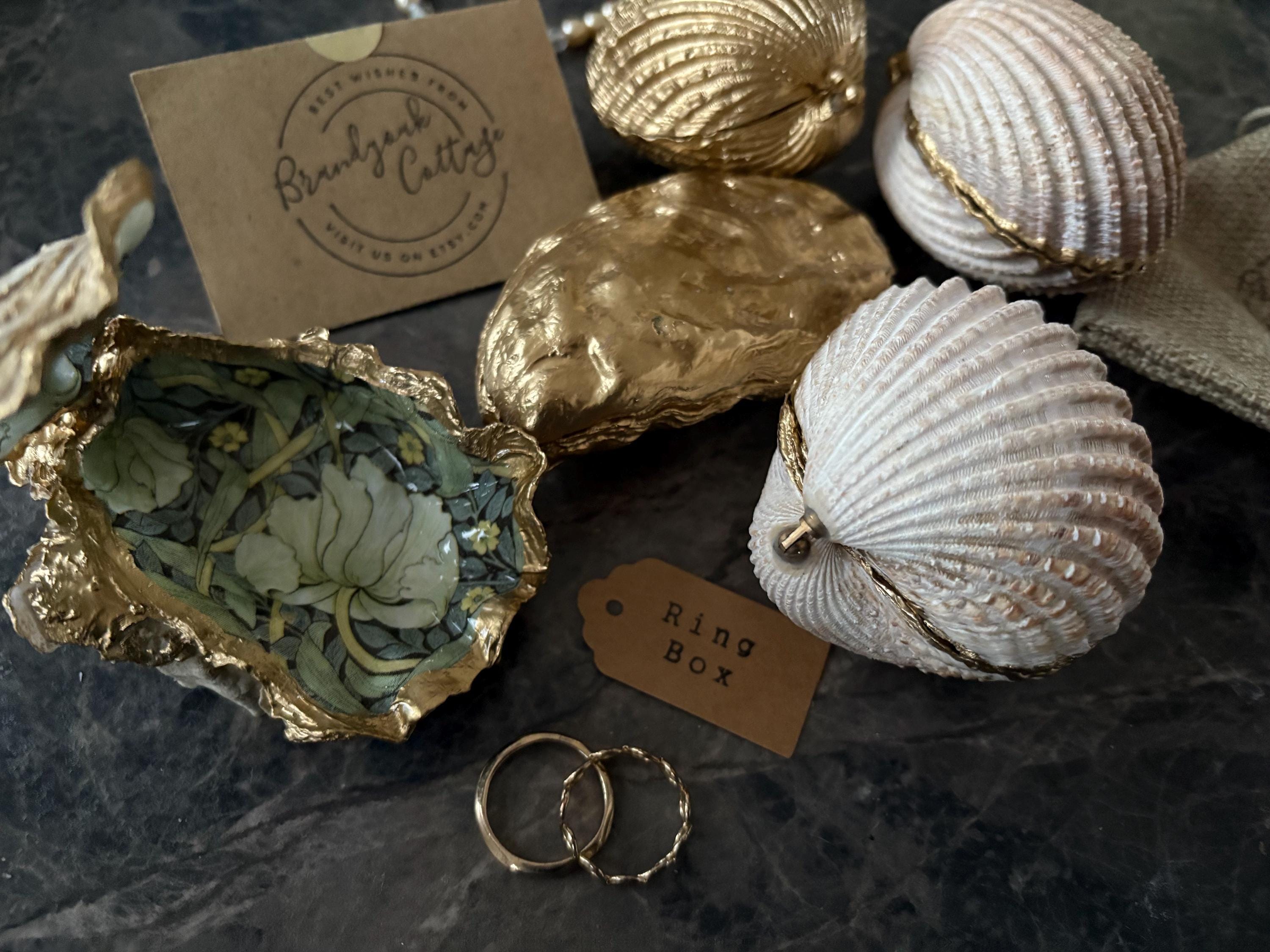 William Morris Sea Shell Ring Box Green Pimpernel | Beach Proposal ...