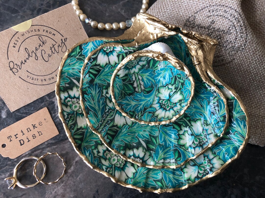 William Morris Anemone Trinket Dish Gift Set Green Turquoise Gold ...