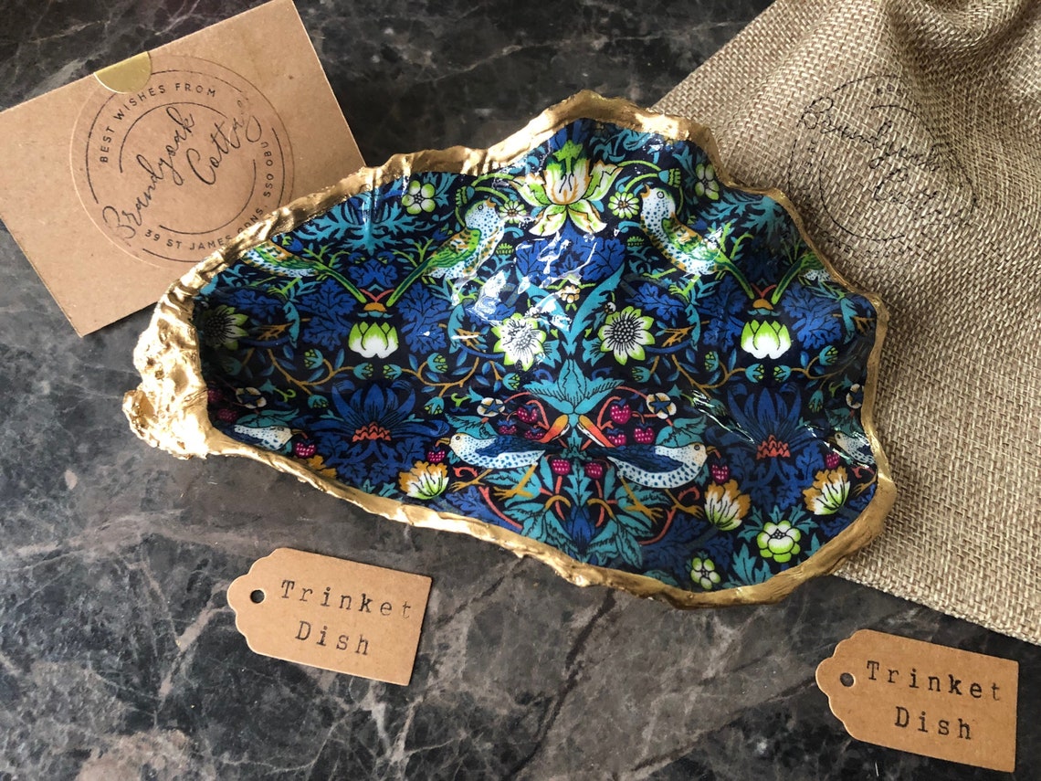 XXL William Morris Strawberry Thief Large Oyster Shell Trinket - Etsy
