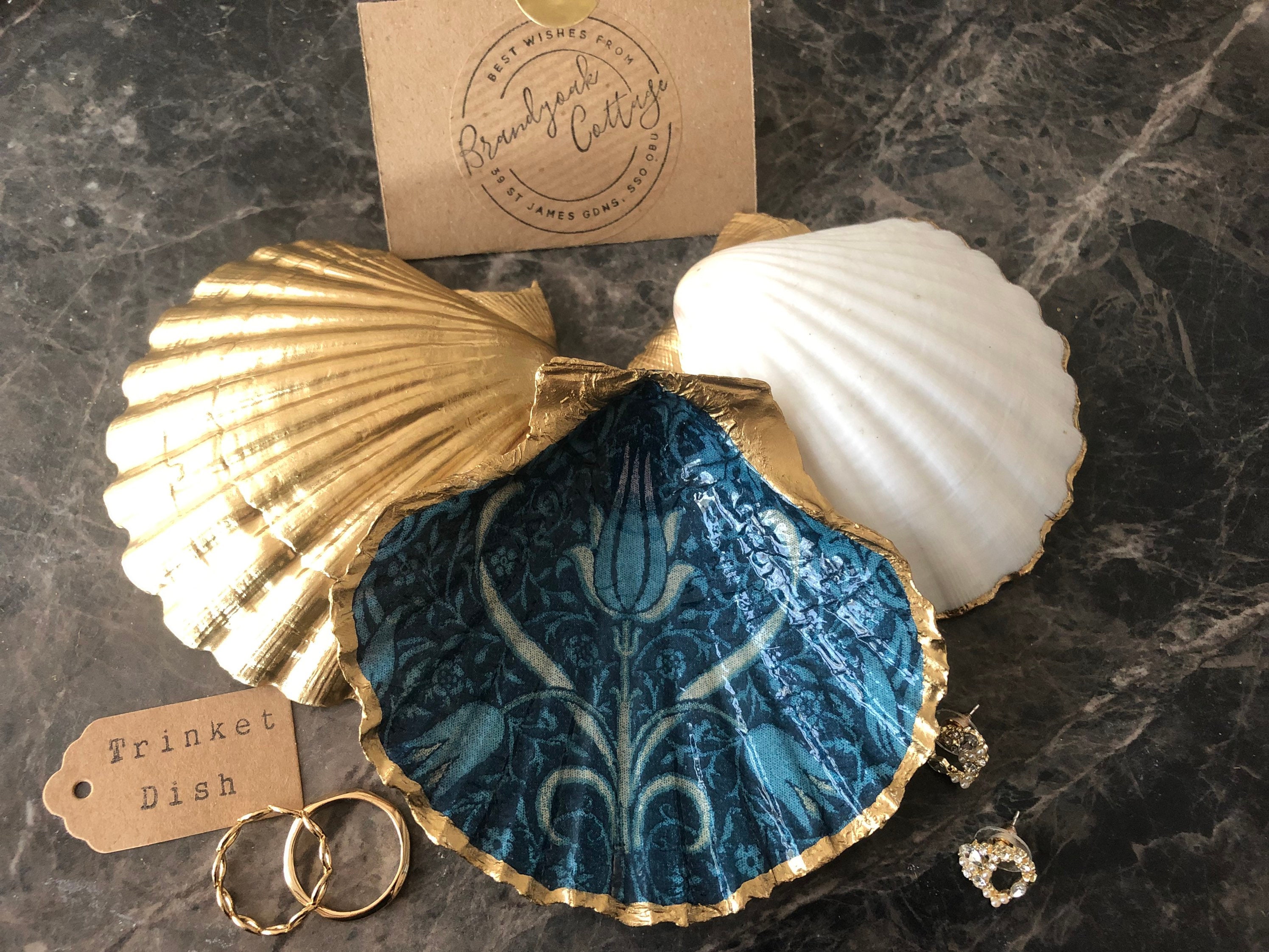 William Morris Shell Trinket Dish in Tulip & Nettle Turquoise Blue Gold ...