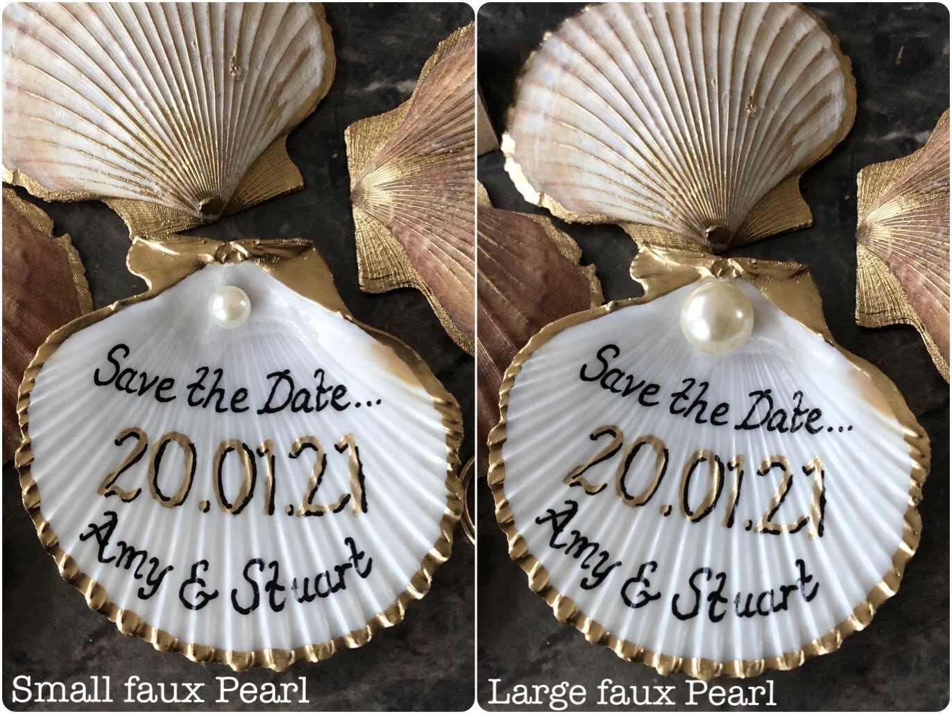 Shell Save the Date | Beach Wedding Save the Dates With Personalised ...