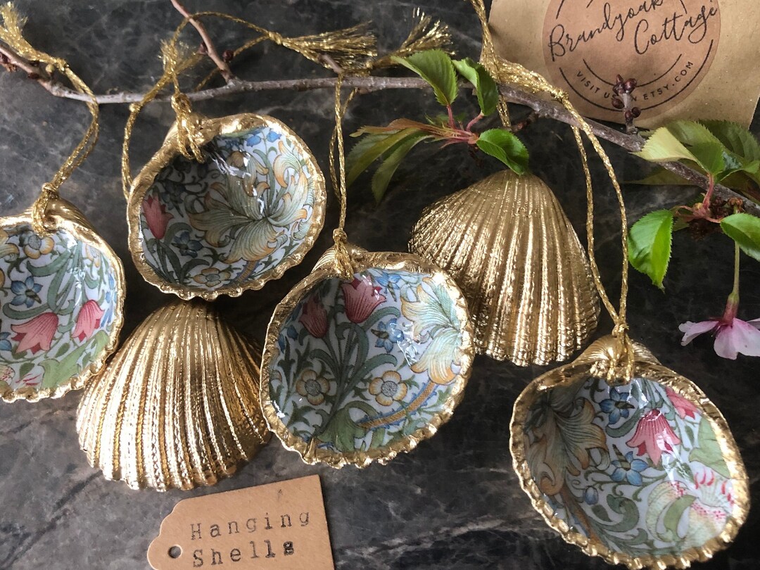 William Morris Decor Cockle Shell Decorations Shell Bauble Golden Lily ...