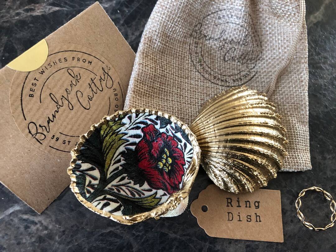 Single or Perfect Pair Gold Cockle Shell Ring Dish in William Morris ...