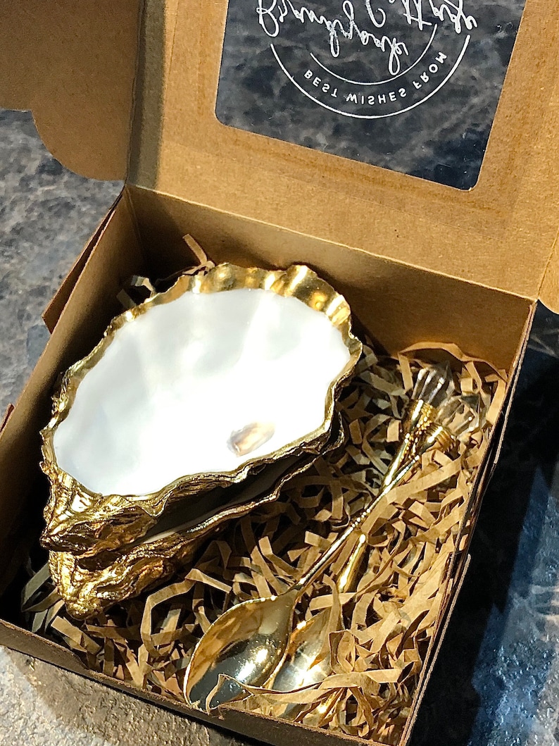 Pair of Gold Oyster Shell Salt & Pepper Cruet Dishes With - Etsy