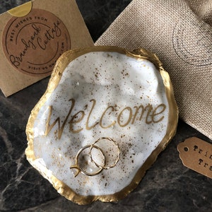 Gilded Oyster Shell Welcome Sign | Wedding Welcome Table Personalised ...