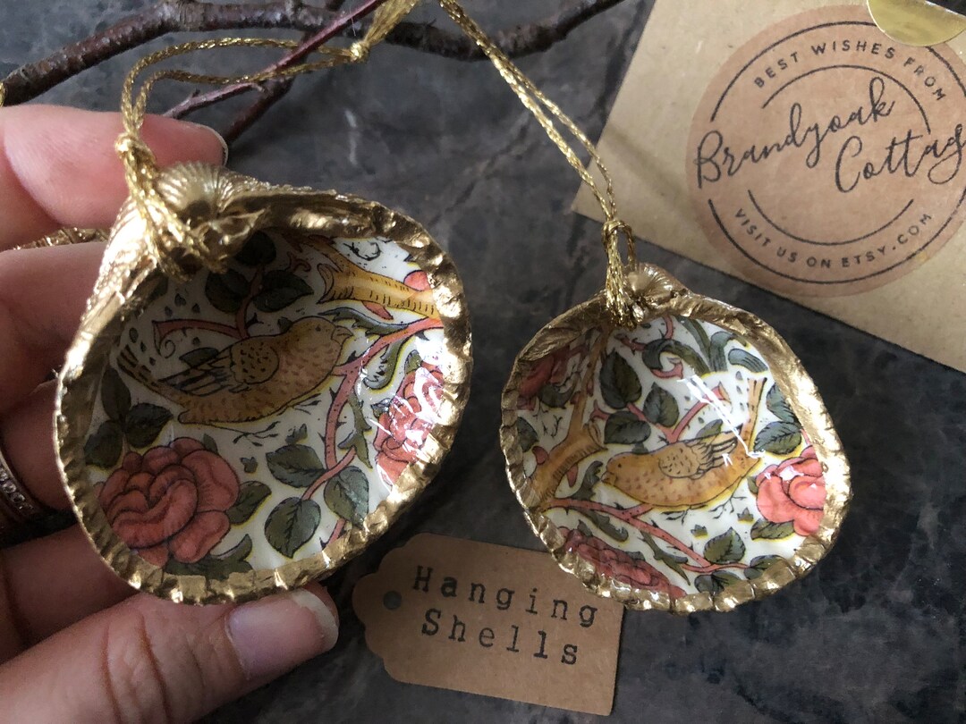 William Morris Birds & Roses Shell Decorations | Single or Pair Spring ...