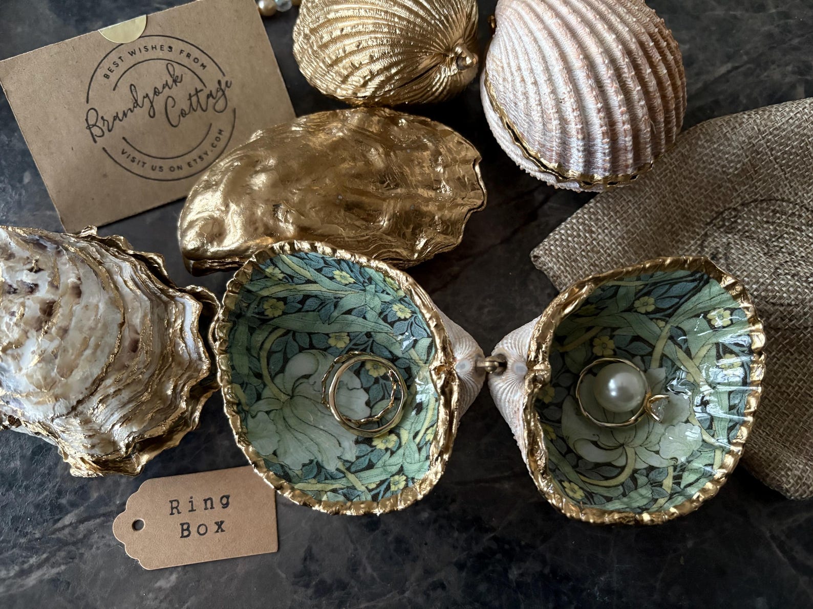 William Morris Sea Shell Ring Box Green Pimpernel | Beach Proposal ...