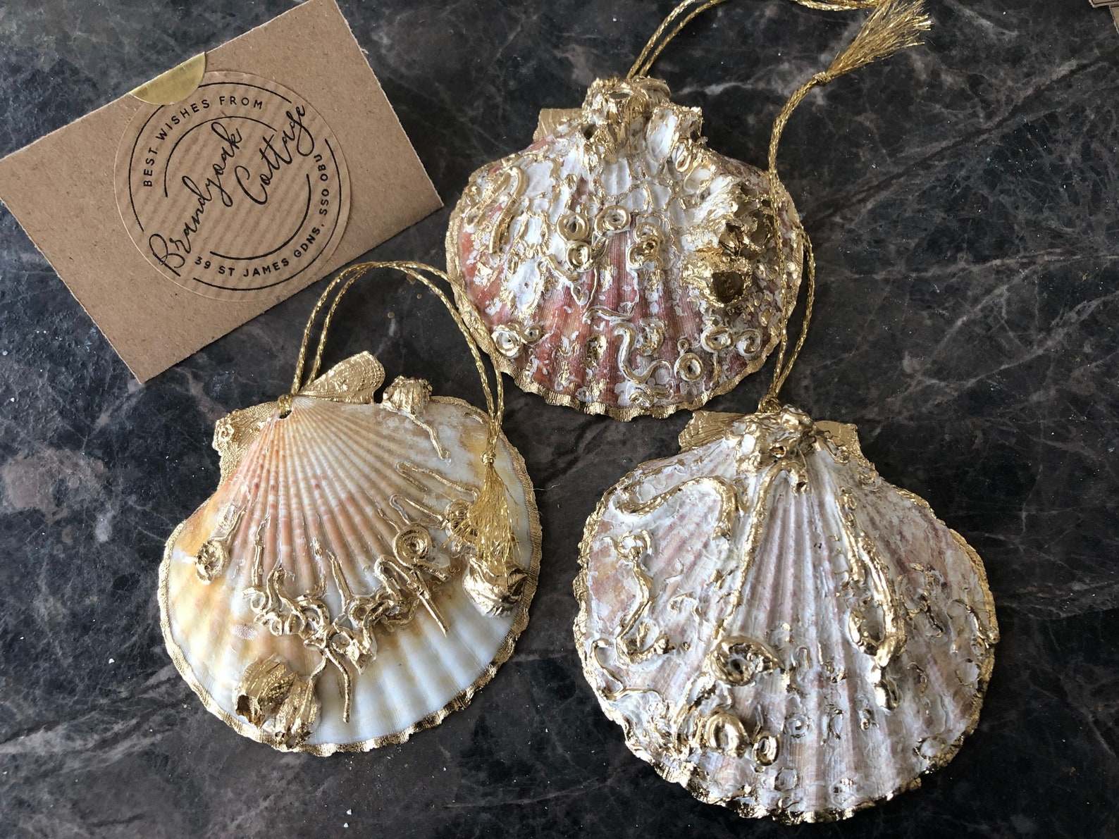 Hanging Shells Gilded Scallop Decorations Barnacle Shell - Etsy