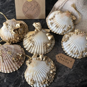 Hanging Shells Gilded Scallop Decorations Barnacle Shell Ornaments ...