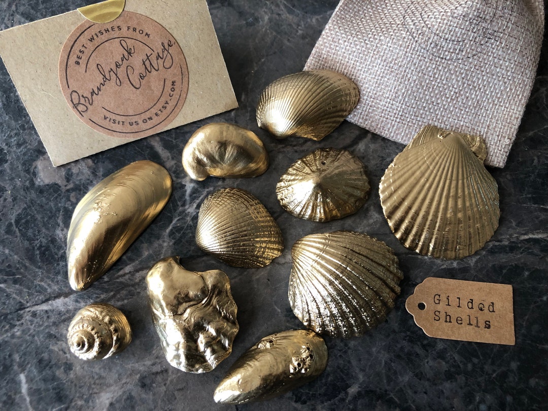 Gold Shell Decorations Beach Wedding Coastal Decor, Shell Ornaments ...
