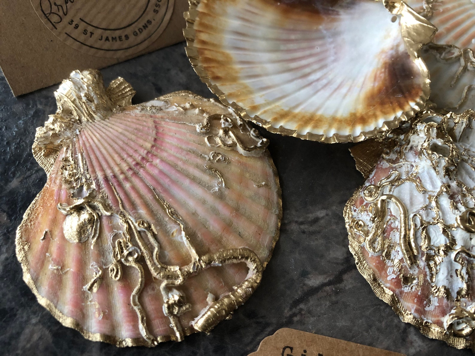 Hanging Shells Gilded Scallop Decorations Barnacle Shell - Etsy