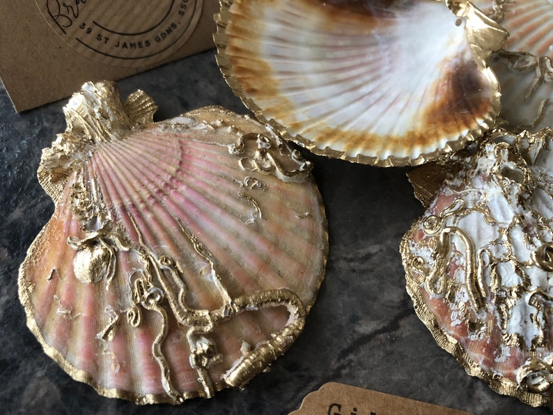 Hanging Shells Gilded Scallop Decorations Barnacle Shell - Etsy