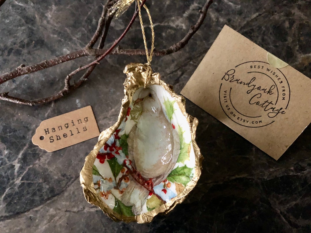 Hanging White Dove Cupped Oyster Shell Decorations | Festive Birds ...