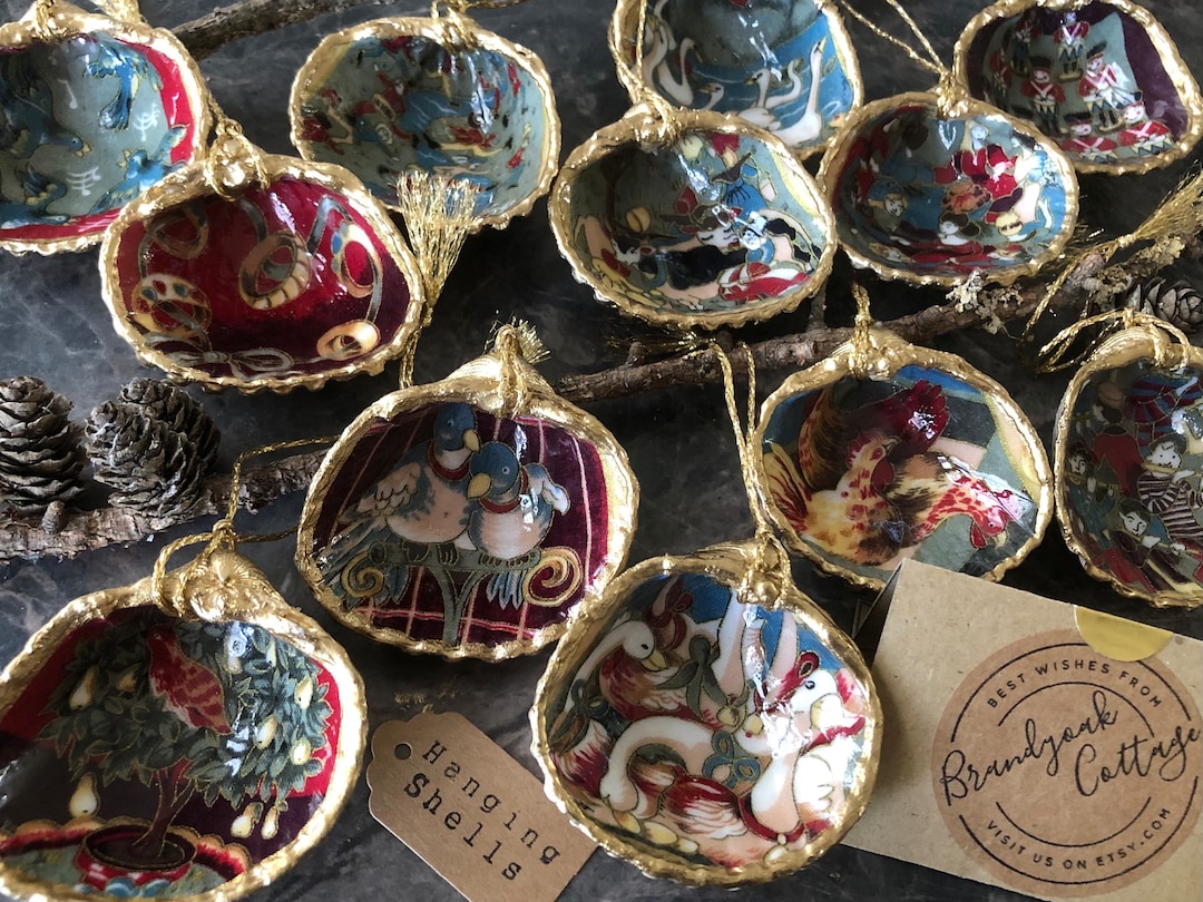 12 Days of Christmas Shell Ornaments |XL Cockle Shell Decorations ...
