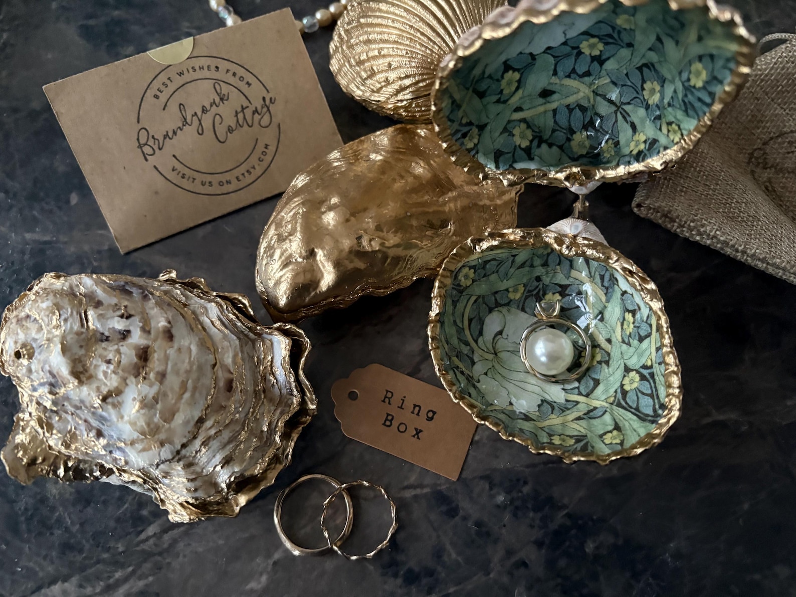 William Morris Sea Shell Ring Box Green Pimpernel | Beach Proposal ...