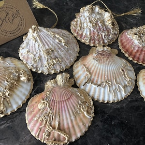 Hanging Shells Gilded Scallop Decorations Barnacle Shell Ornaments ...