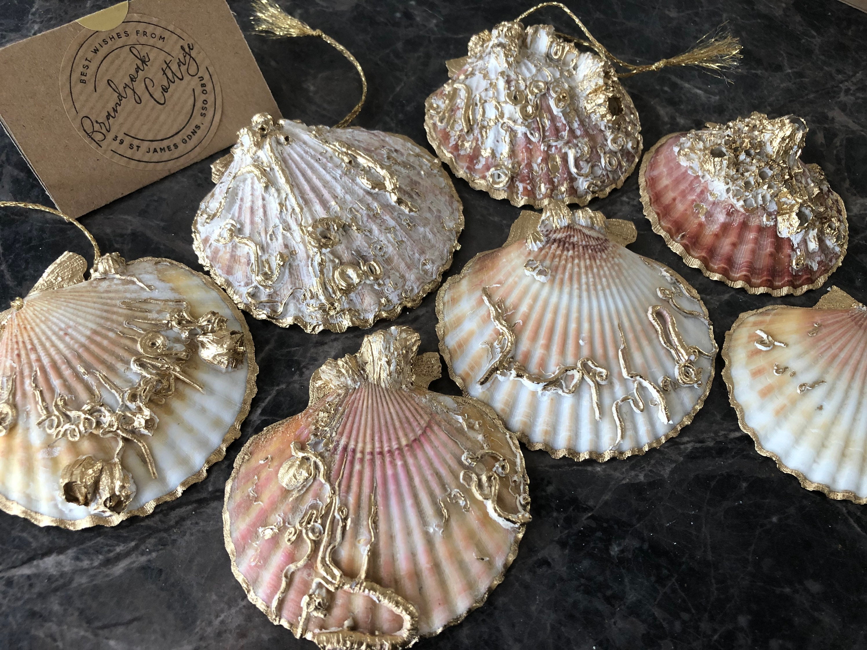 Hanging Shells Gilded Scallop Decorations Barnacle Shell Ornaments ...