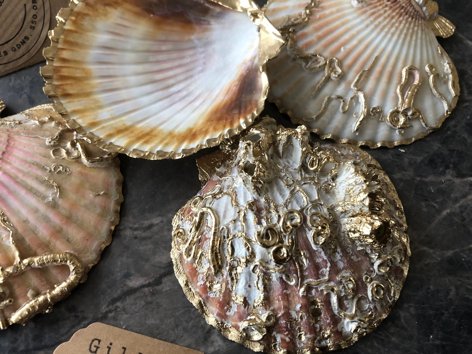 Hanging Shells Gilded Scallop Decorations Barnacle Shell - Etsy