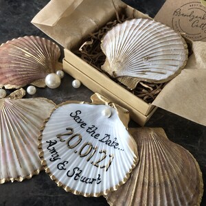 Shell Save the Date | Beach Wedding Save the Dates With Personalised ...