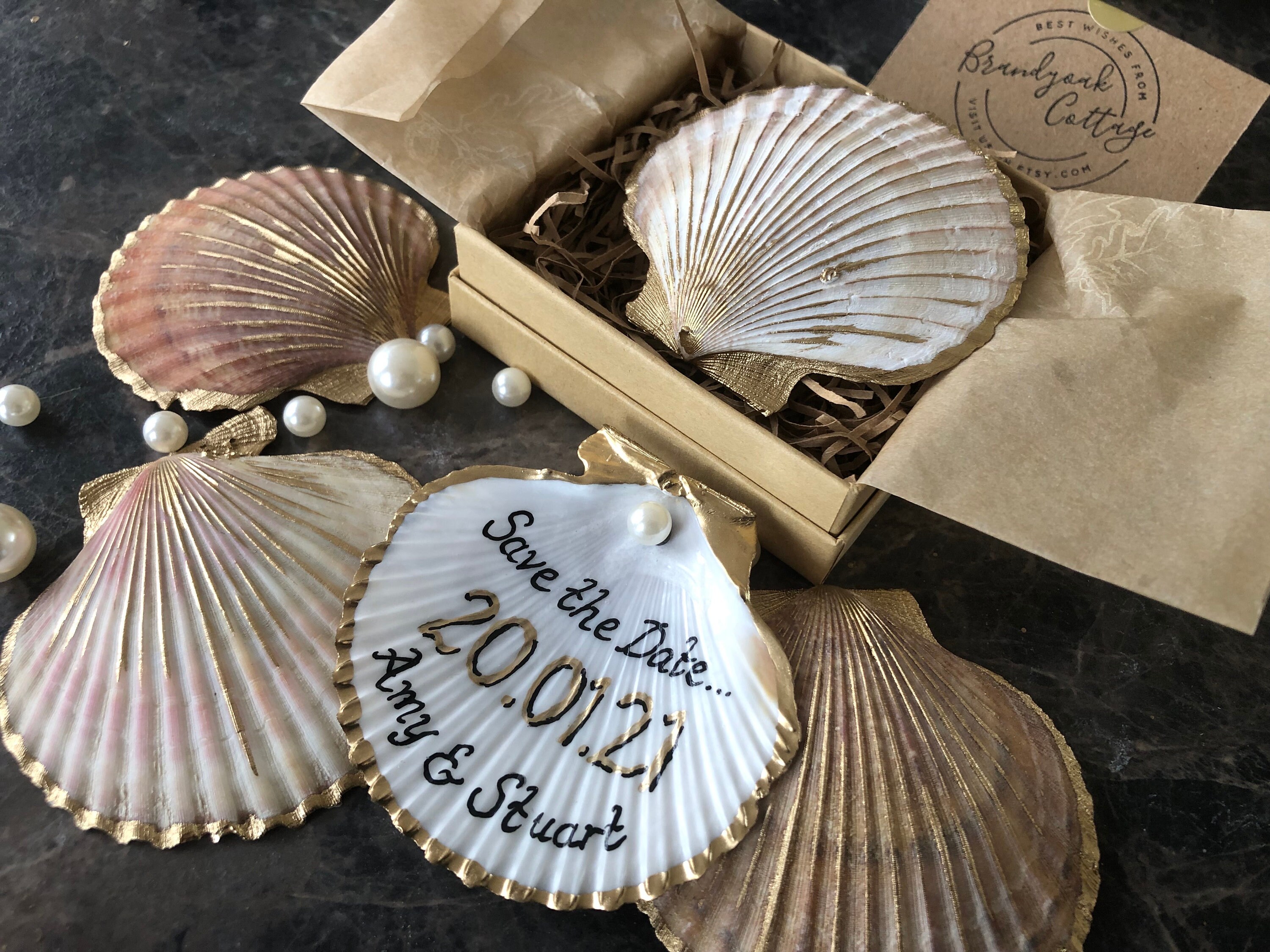 Shell Save the Date | Beach Wedding Save the Dates With Personalised ...