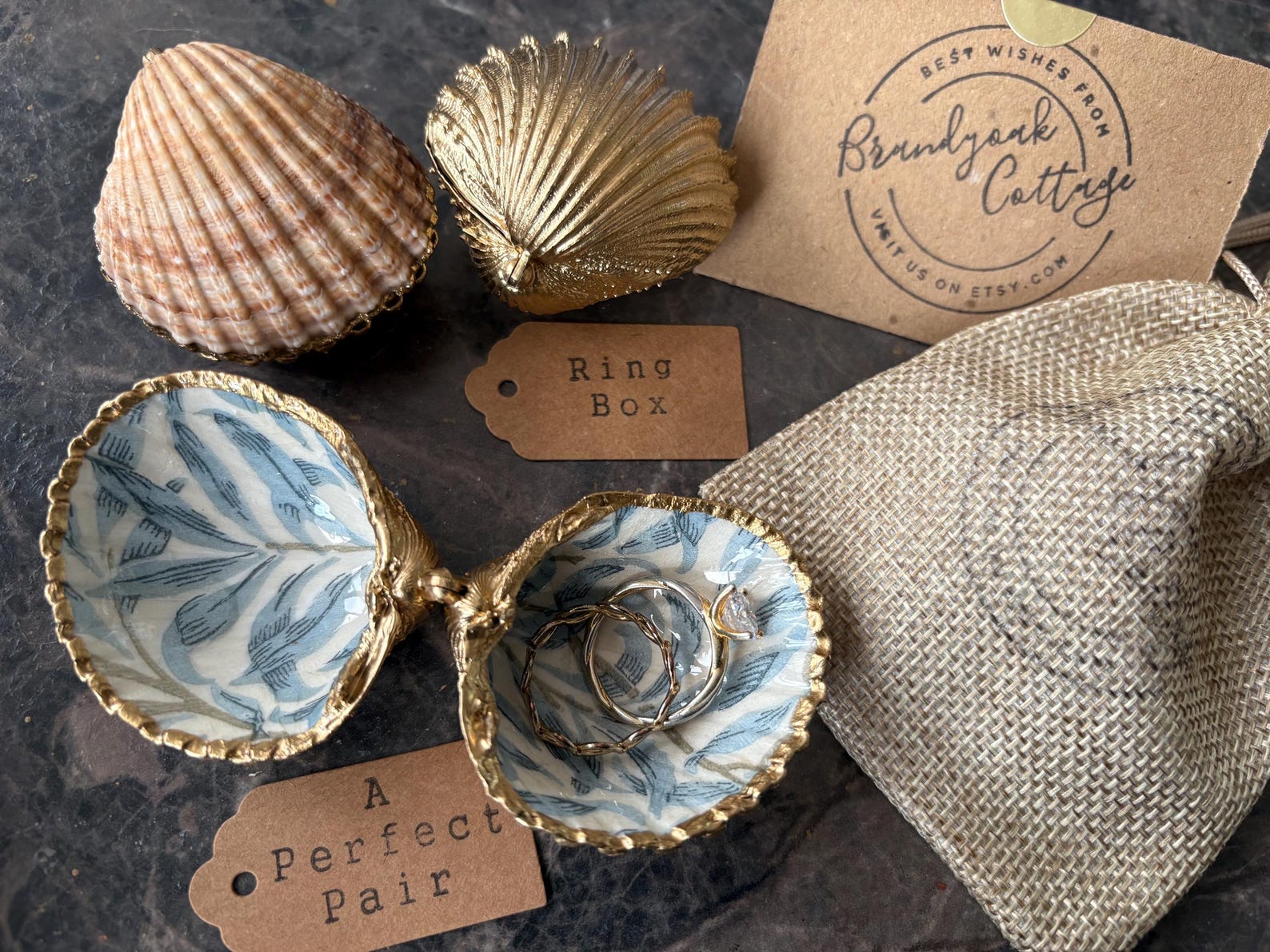 Ready Made: Hinged Sea Shell Ring Box in Choice of Spatter Design or ...