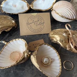 Real Seashell Ring Box for Beach Proposals | Various Cockle or Oyster ...