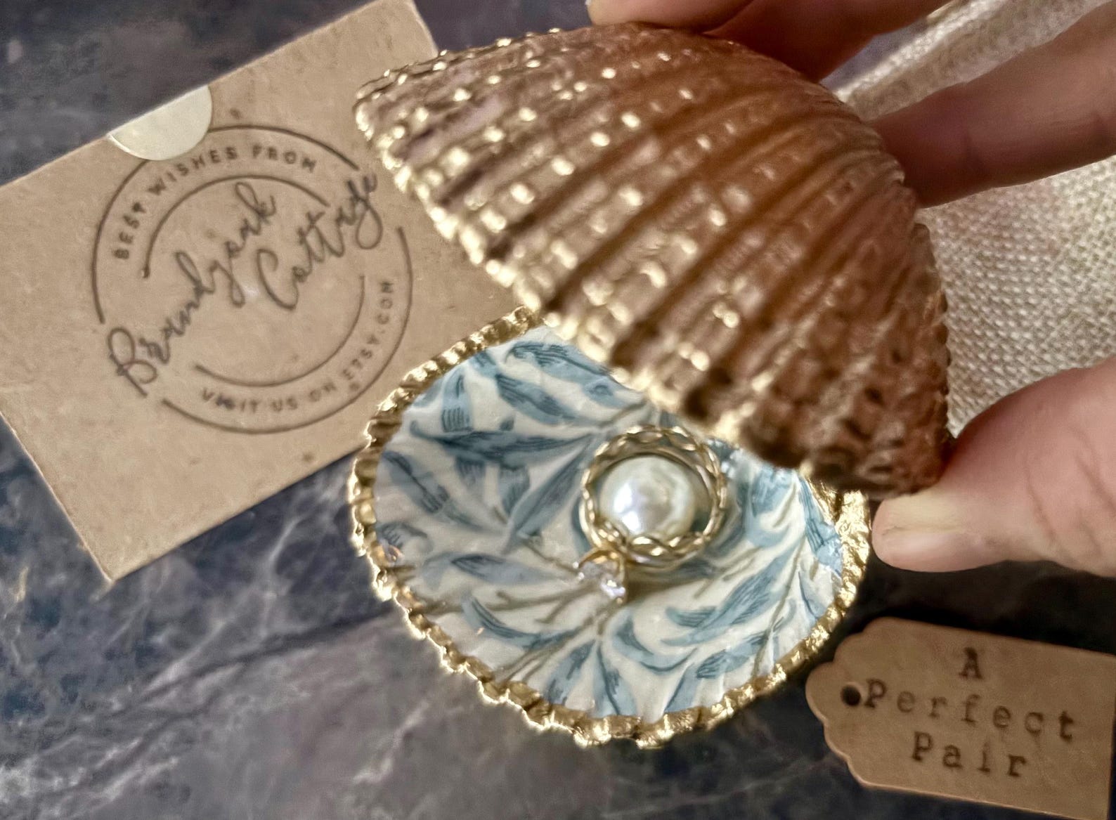 Ready Made: Hinged Sea Shell Ring Box in Choice of Spatter Design or ...