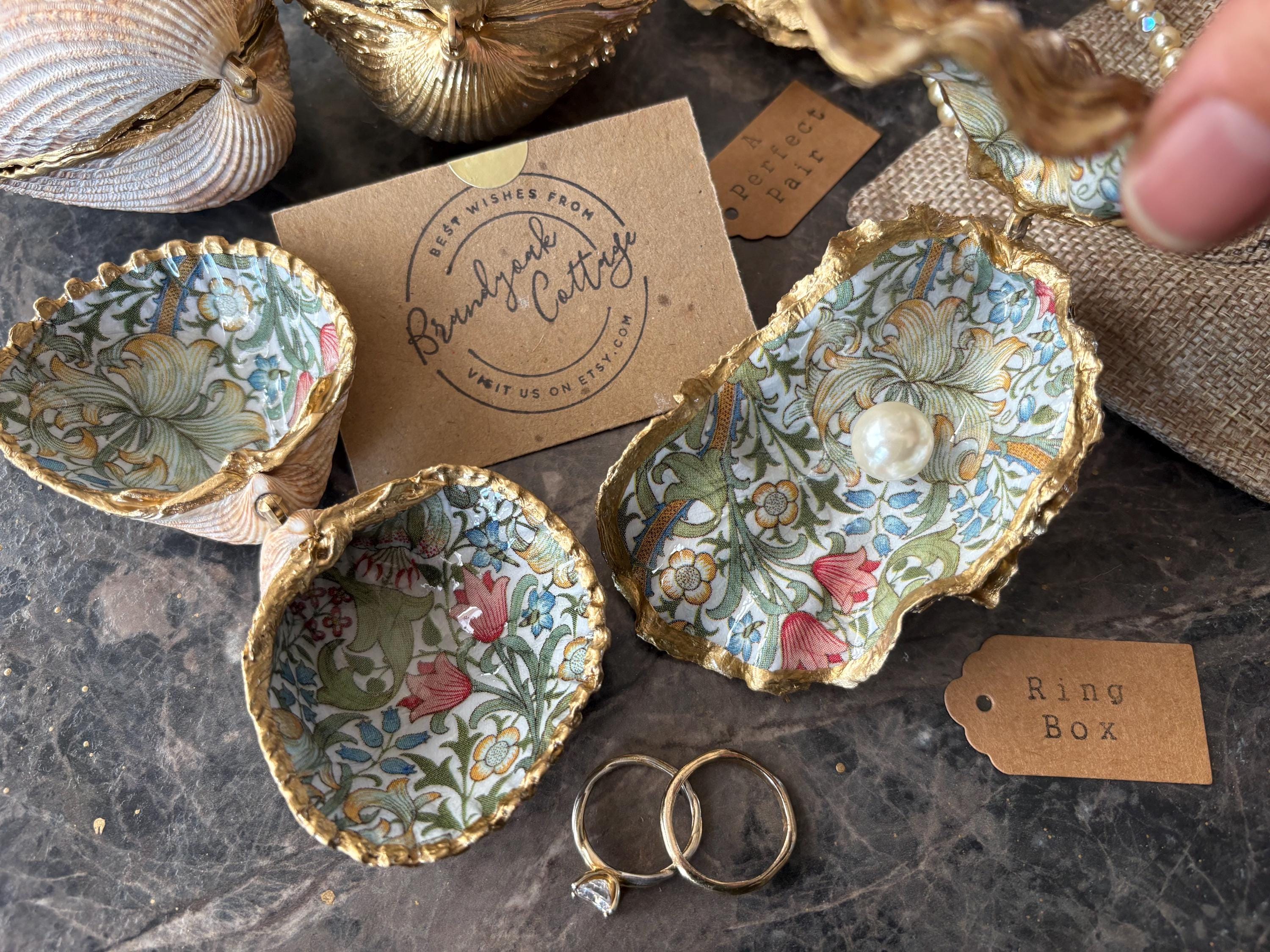 William Morris Golden Lily Sea Shell Ring Box | Beach Proposal Cockle ...