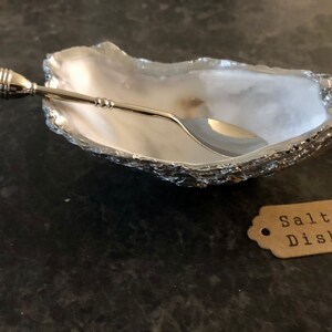 Single Silver Oyster Shell Salt Dish With Spoon | Salt Pinch Pot Cruet ...