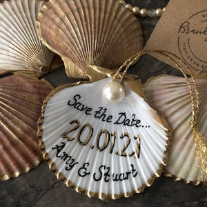 Shell Save the Date | Beach Wedding Save the Dates With Personalised ...