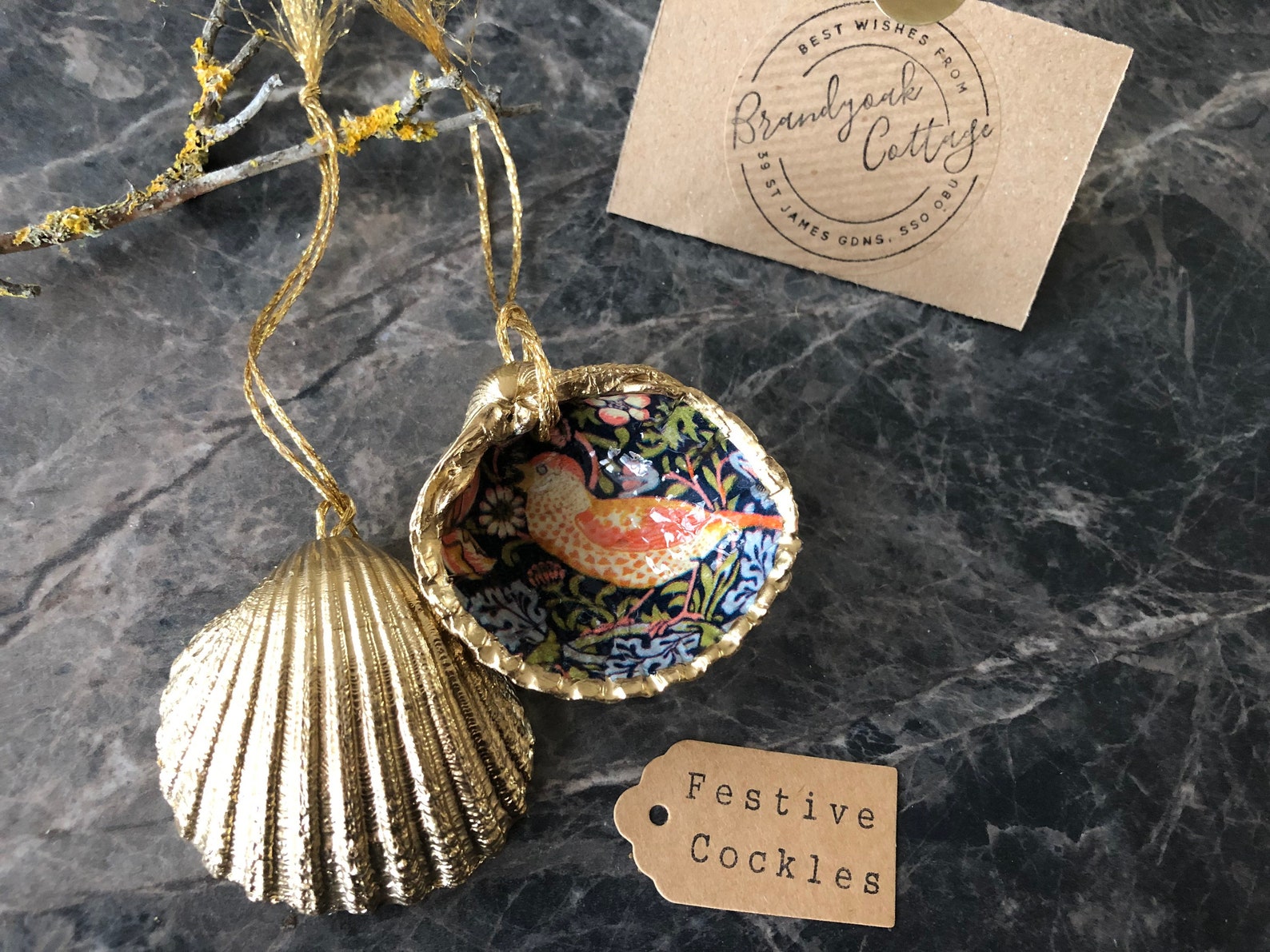 Festive Gold Cockle Shell Christmas Decorations in William - Etsy