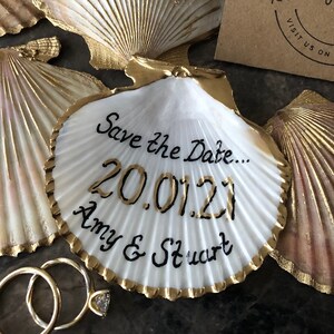Shell Save the Date | Beach Wedding Save the Dates With Personalised ...